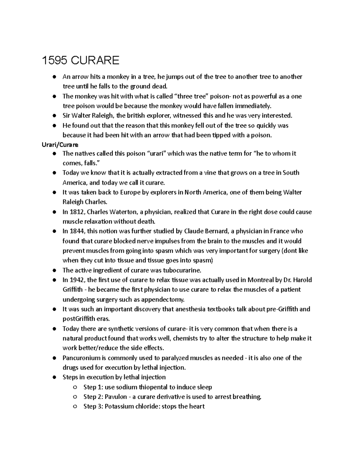 1595 Curare - Lecture and class notes - 1595 CURARE An arrow hits a ...