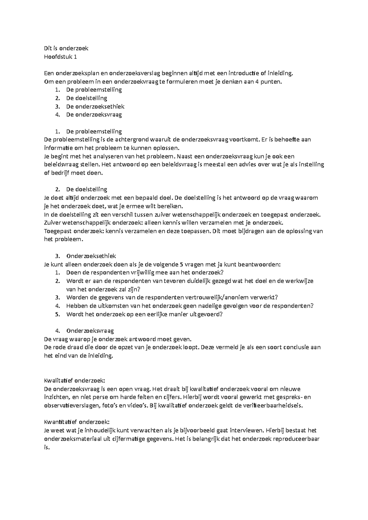 Dit is onderzoek samenvatting - Dit is onderzoek Hoofdstuk 1 Een ...