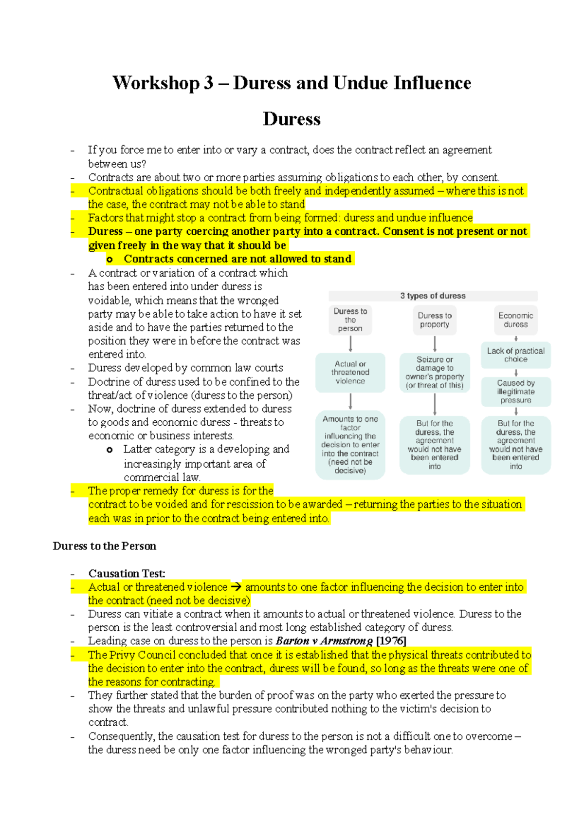 Workshop 3 Prepare Work - Workshop 3 – Duress and Undue Influence ...
