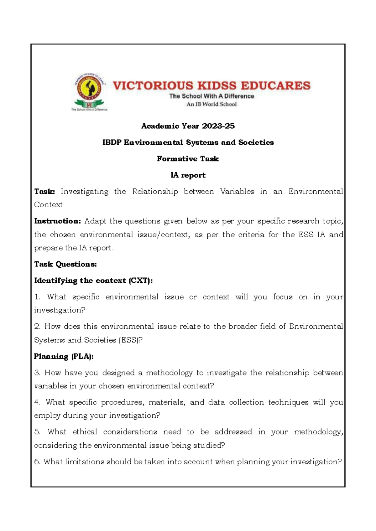 DP2 ESS FA task - naajjdjak - Academic Year 2023- IBDP Environmental ...