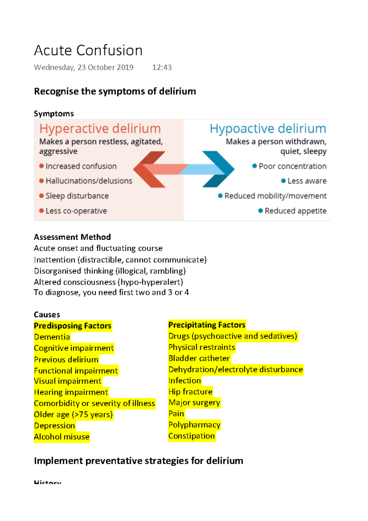 Acute Confusion - Recognise the symptoms of delirium Symptoms ...