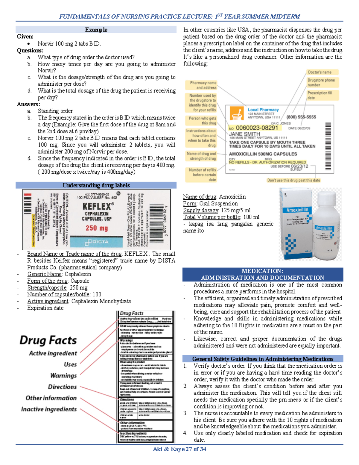 Understanding drug labels - FUNDAMENTALS OF NURSING PRACTICE LECTURE: 1 ...