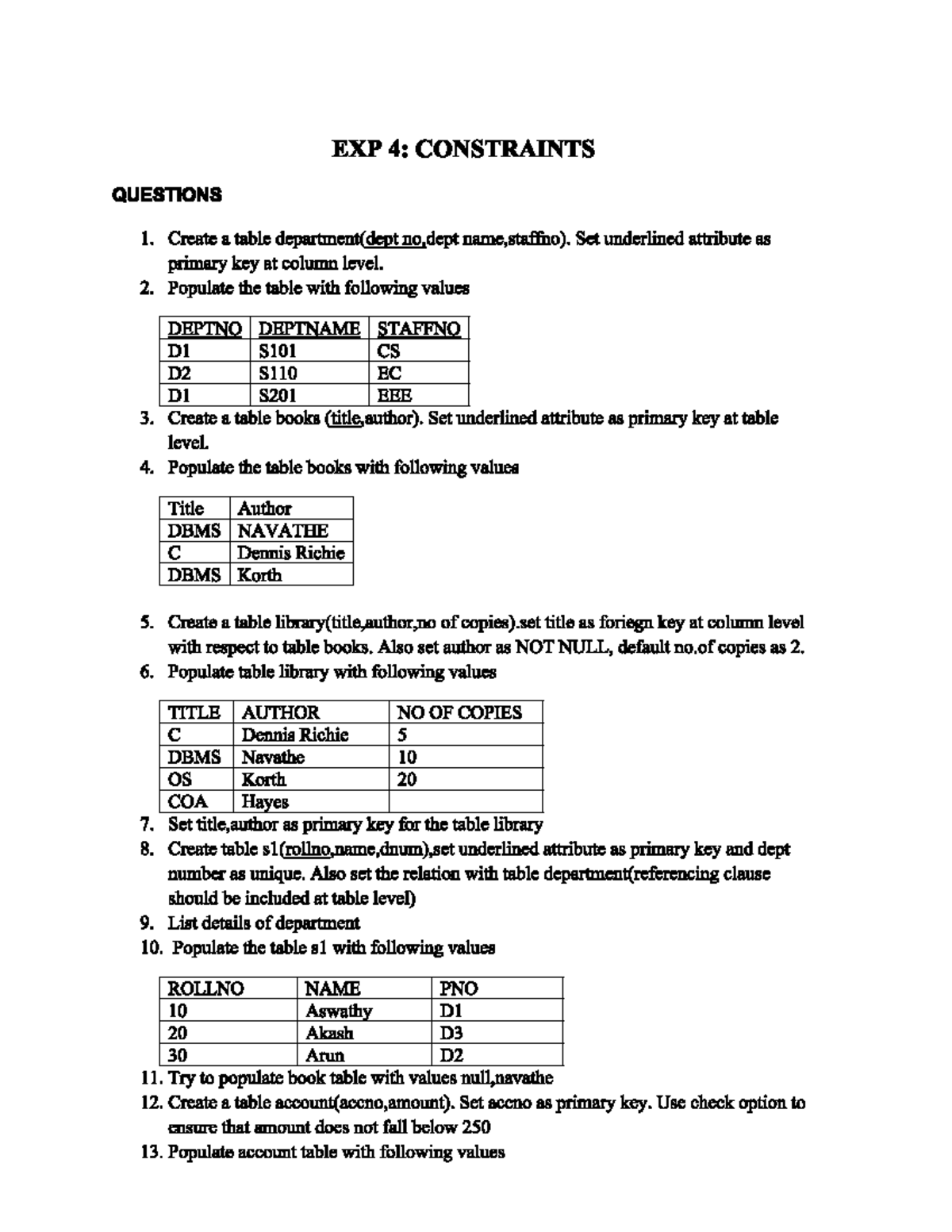 Exp 4 - Nil - Database Management System - Studocu