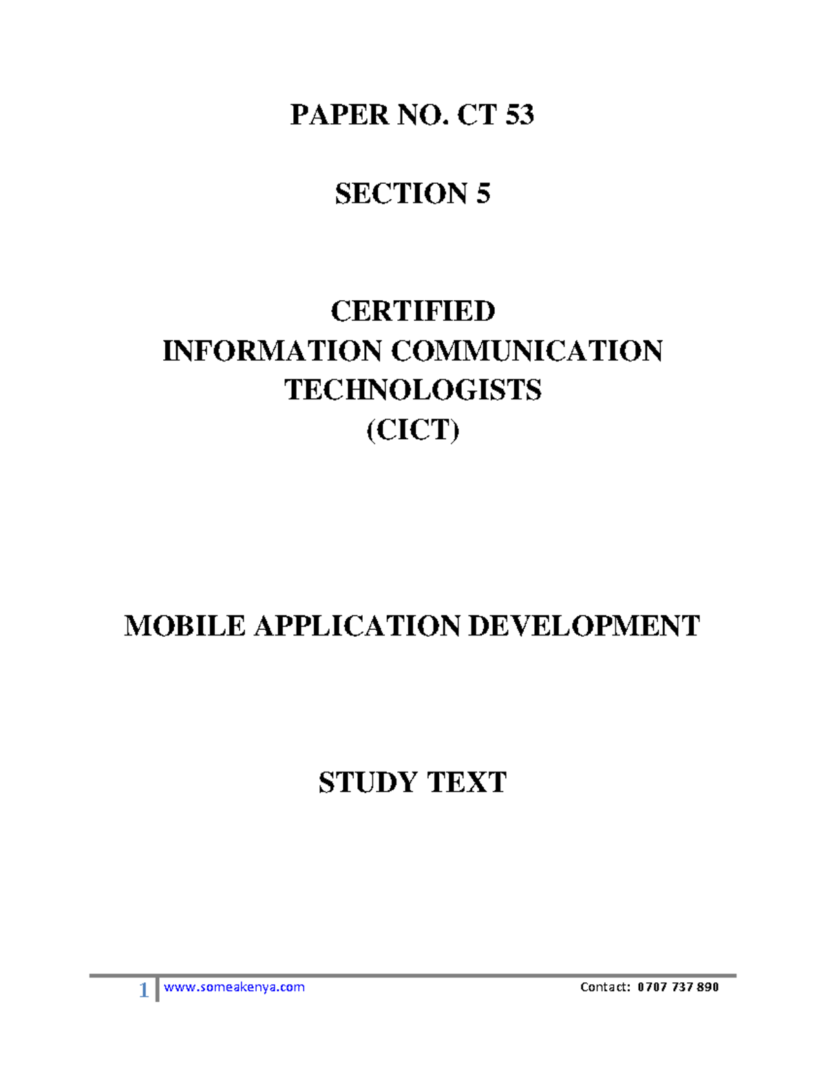 Mobile Application Development - PAPER NO. CT 53 SECTION 5 CERTIFIED ...