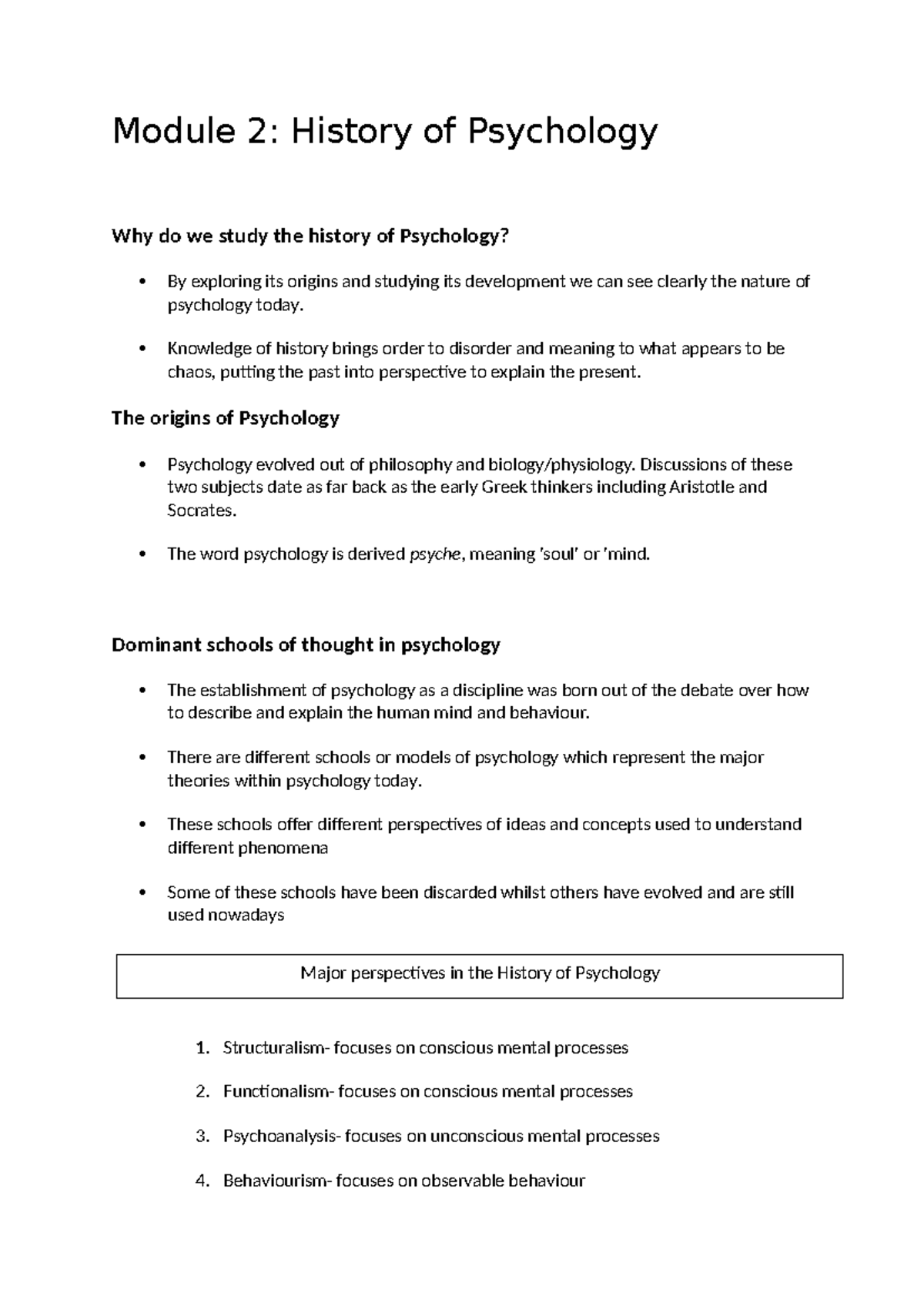 Module 2 - history of psychology - Module 2: History of Psychology Why ...