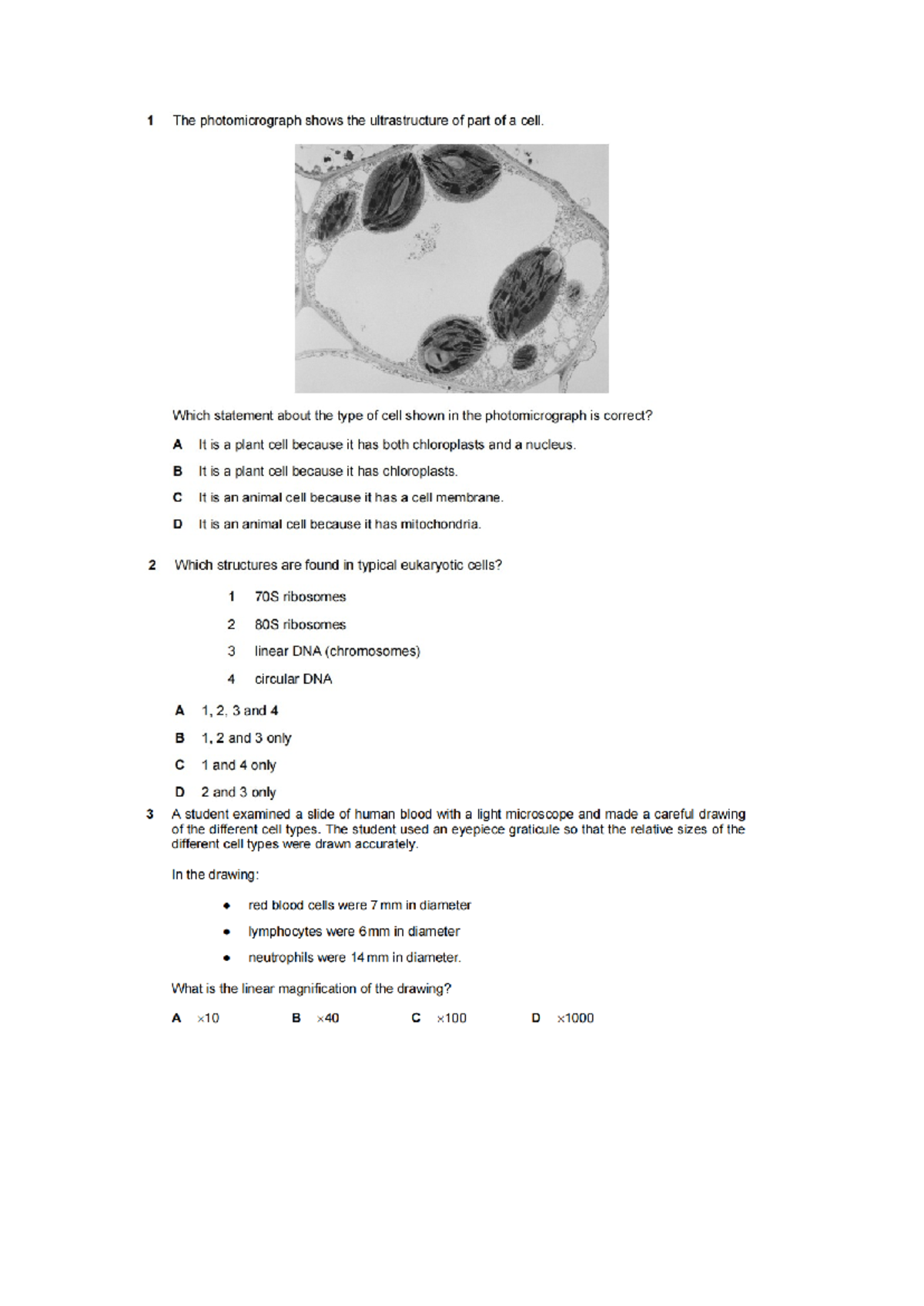 BIO MCQ 202 - MCQ For Biology - 1 The photomicrograph shows the ...
