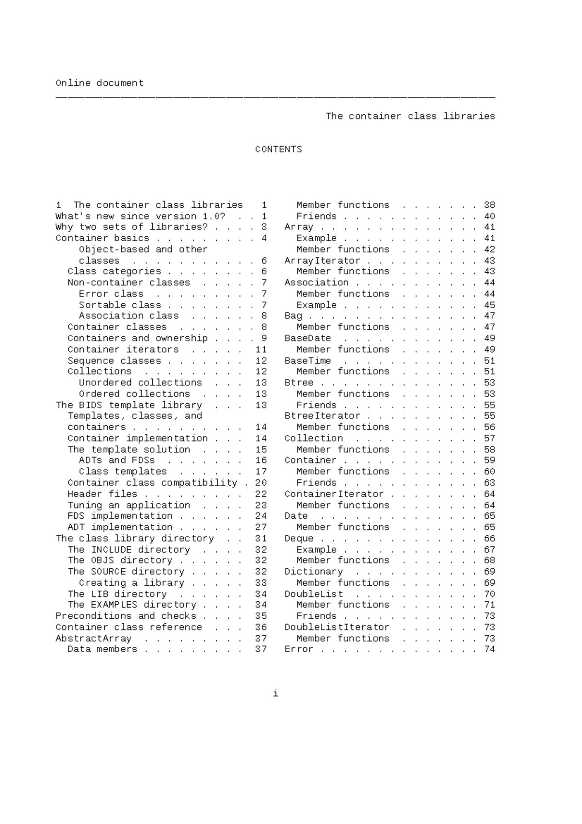 Classlib Yes Online Document The Container Class Libraries 1 The Container Class Libraries 1