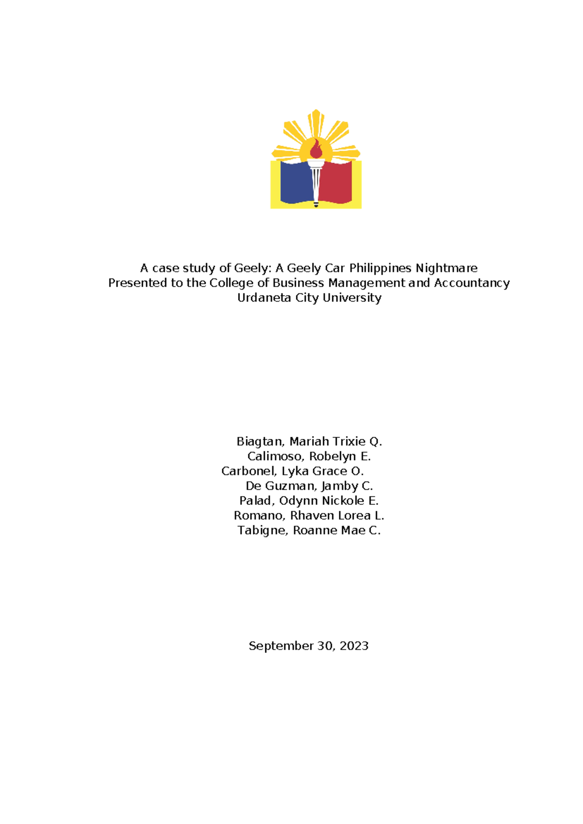 Geely-CASE- Study - Geely - A case study of Geely: A Geely Car ...