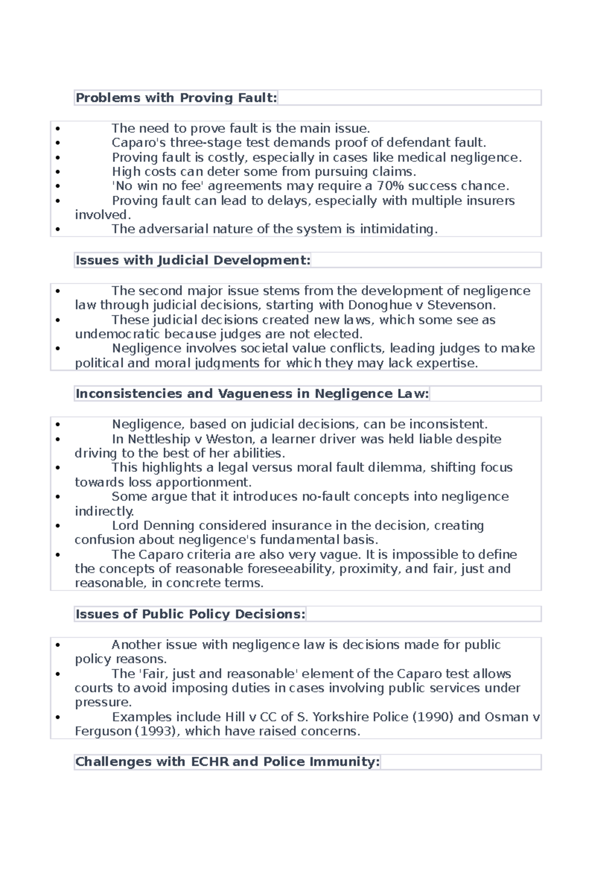 Negligence Evaluation - Problems with Proving Fault: The need to prove ...