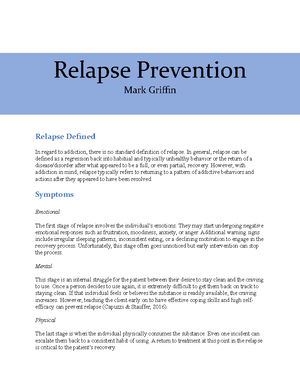 [Solved] A detailed description of relapse - Foundations of Addiction ...