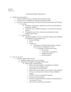 Chapter 5 Speech Sound Disorders - 2/17/ CSD 212 Chapter 5 ...