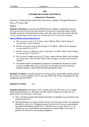 CHEE3007 Week 2 Paper tutorial - CHEE3007 Week 2 – Model development to conservation equations ...