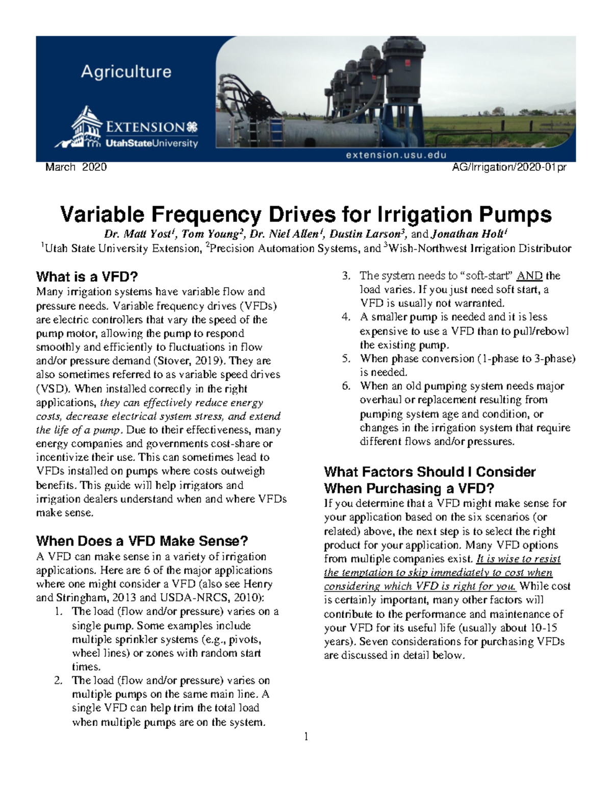 Variable Frequency Drives for Irrigation Pumps - March 2020 AG ...