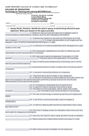 SACT Syllabus 2024-2025 - SAINT ANTHONY COLLEGE AND TECHNOLOGY SYLLABUS ...