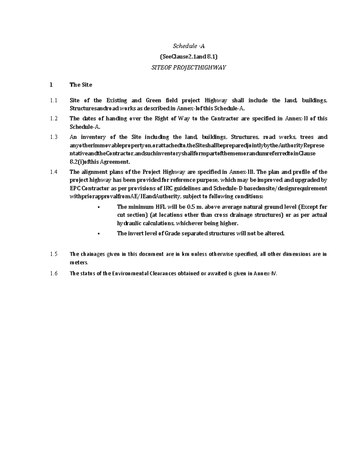 Schedule A - Schedule -A (SeeClause2 8) SITEOF PROJECTHIGHWAY 1 The ...