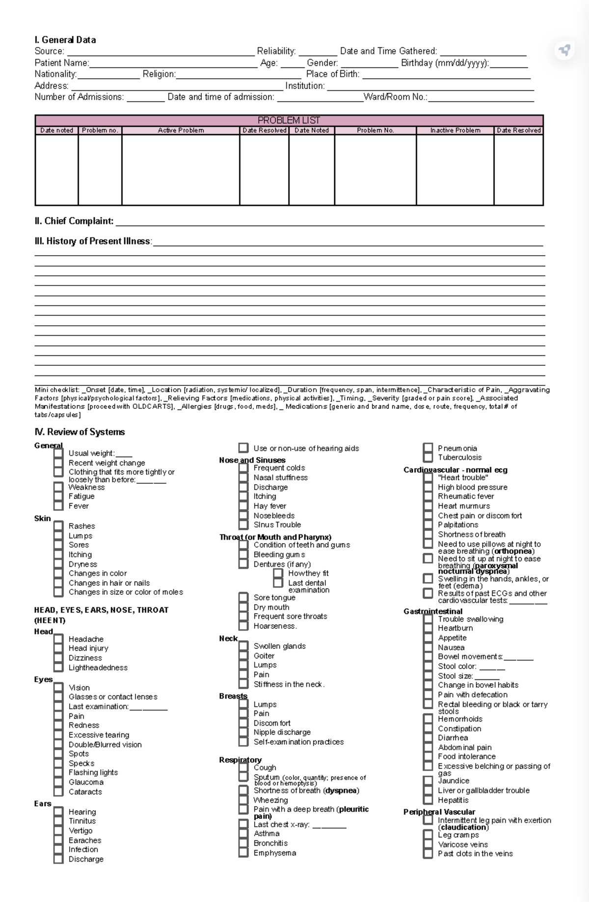 Pedia Clinics Template - Google Docs - I. General Data Source: - Studocu
