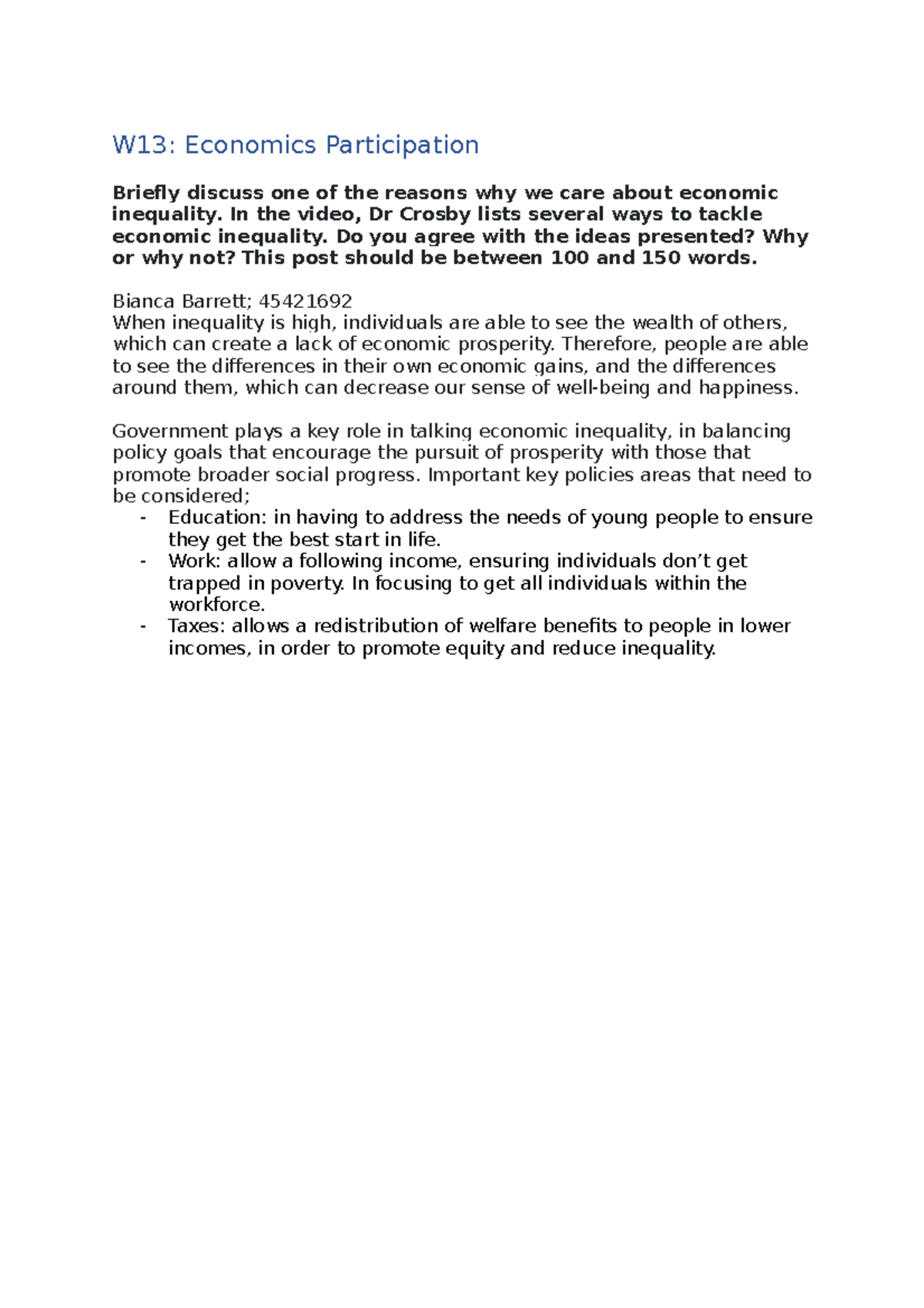 W13- Economics Participation - ECON1020 - MQ - Studocu