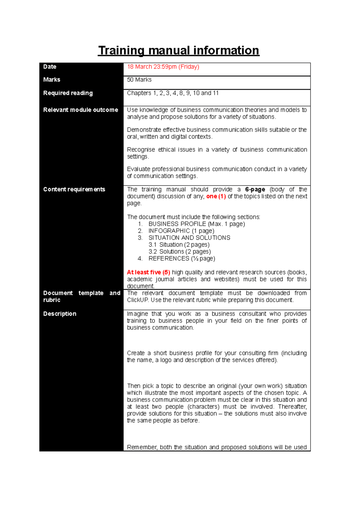 Training manual information - Demonstrate effective business ...