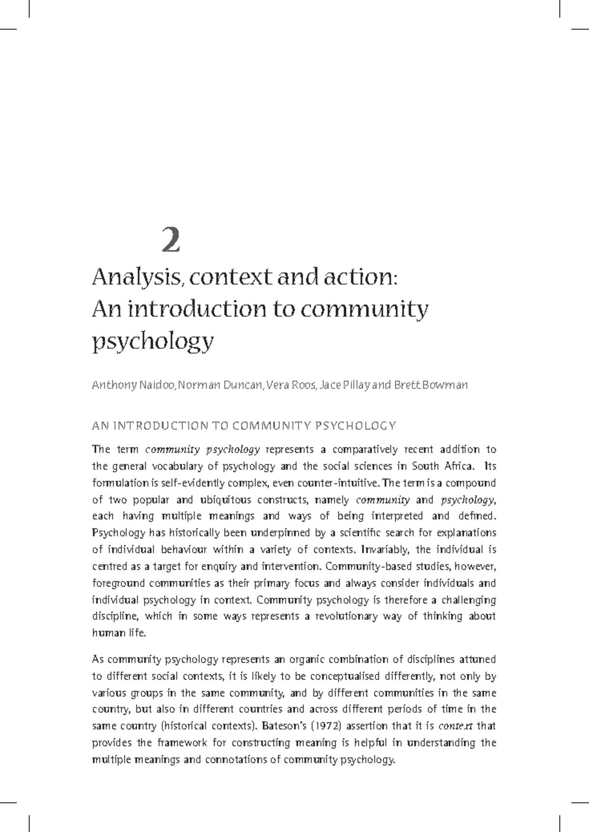 Community Psychology Analysis context an - Analysis, context and action ...