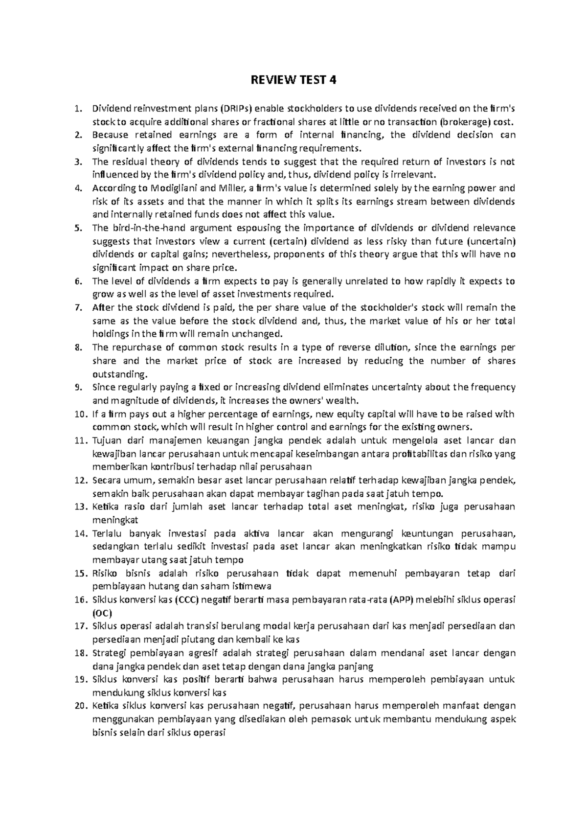 4 Review TEST 4 New REVIEW TEST 4 Dividend Reinvestment Plans DRIPs