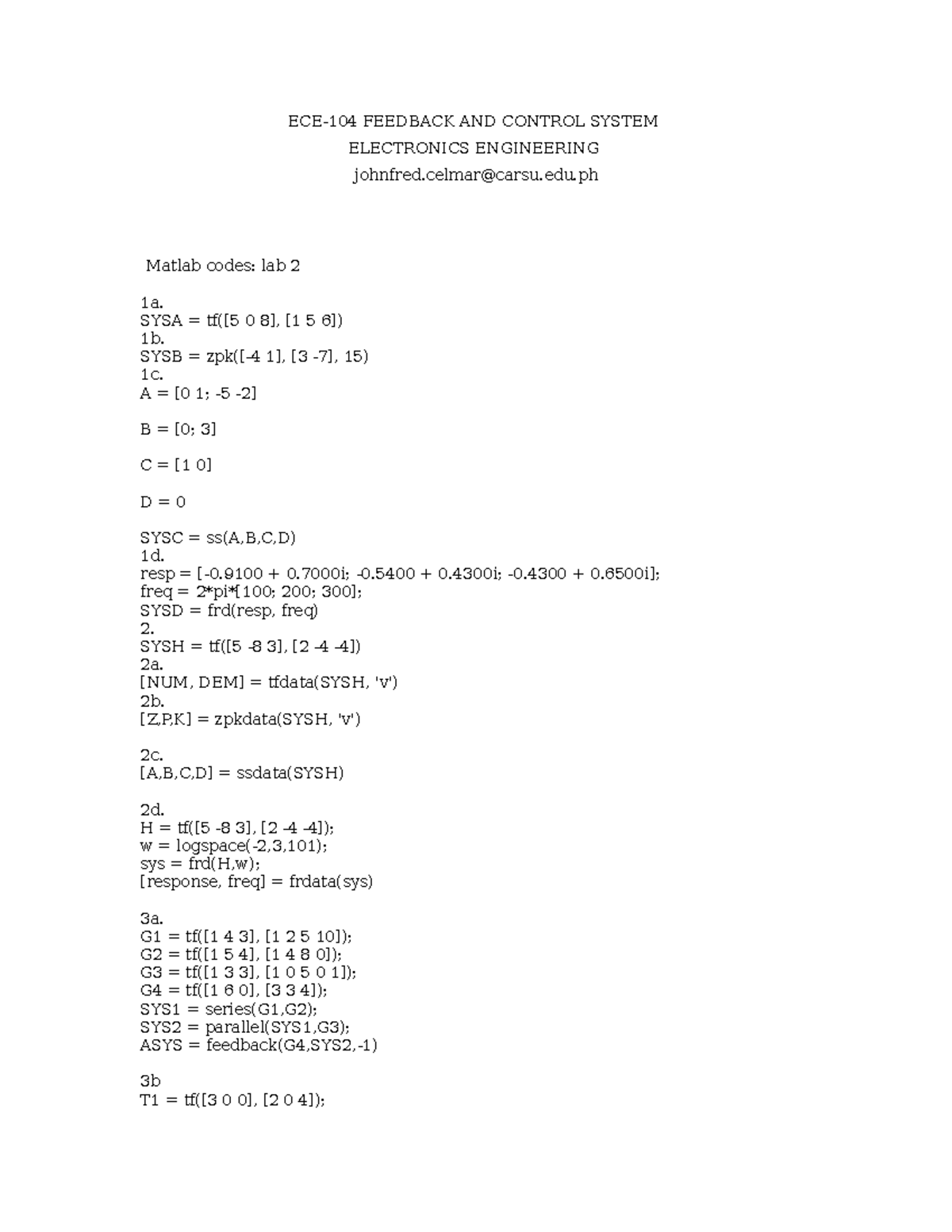 ECE104-JFBC-Matlab Code 2 - ECE-104 FEEDBACK AND CONTROL SYSTEM ...