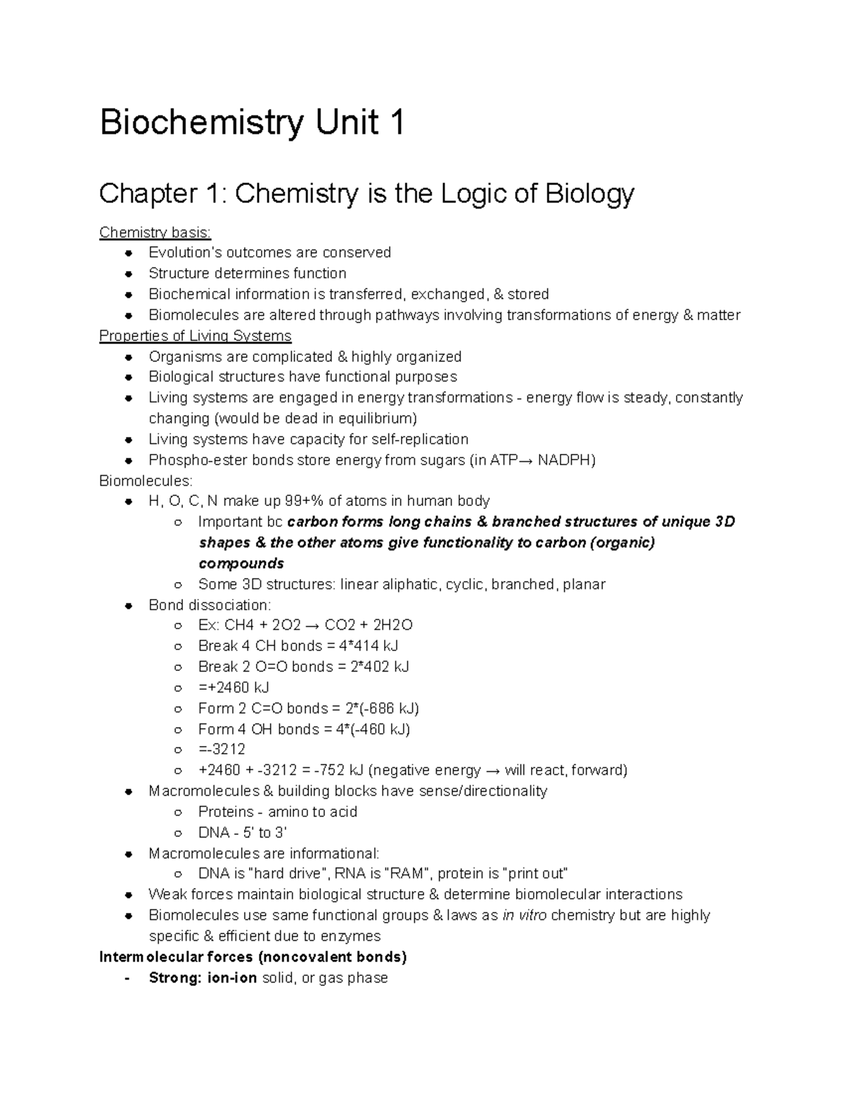 Biochemistry Unit 1 - Professor: Dr. Haces - Biochemistry Unit 1 ...
