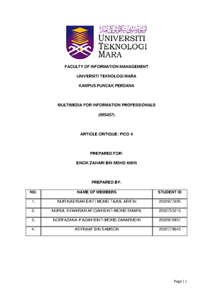 GROUP PROJECT SUBJEK IMS457 UITM REMBAU - Multimedia for Information ...