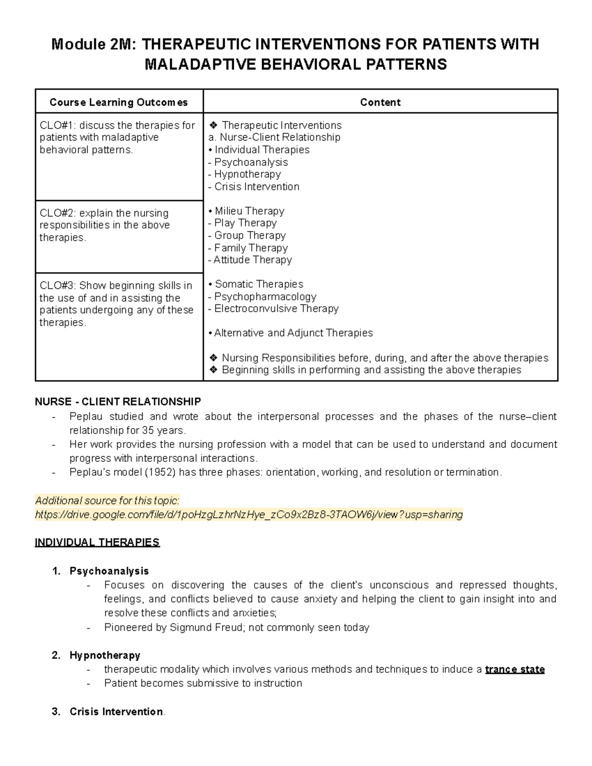 Module-2M -THERAPEUTIC INTERVENTIONS FOR PATIENTS WITH MALADAPTIVE ...