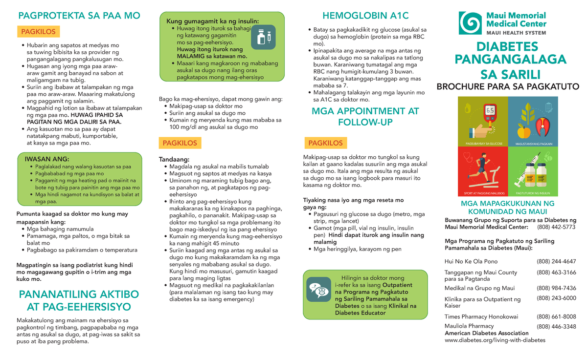 Diabetes care brochure tagalog - DIABETES PANGANGALAGA SA SARILI ...