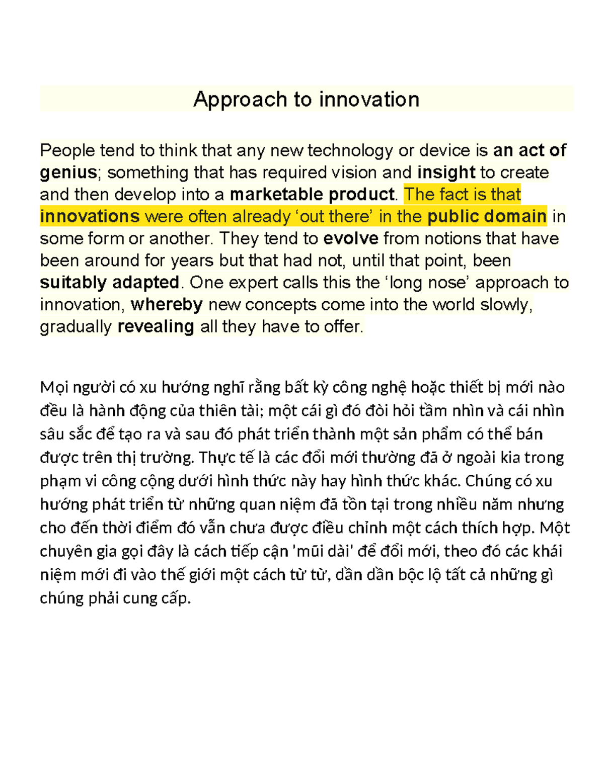 Approach to innovation - Approach to innovation People tend to think ...
