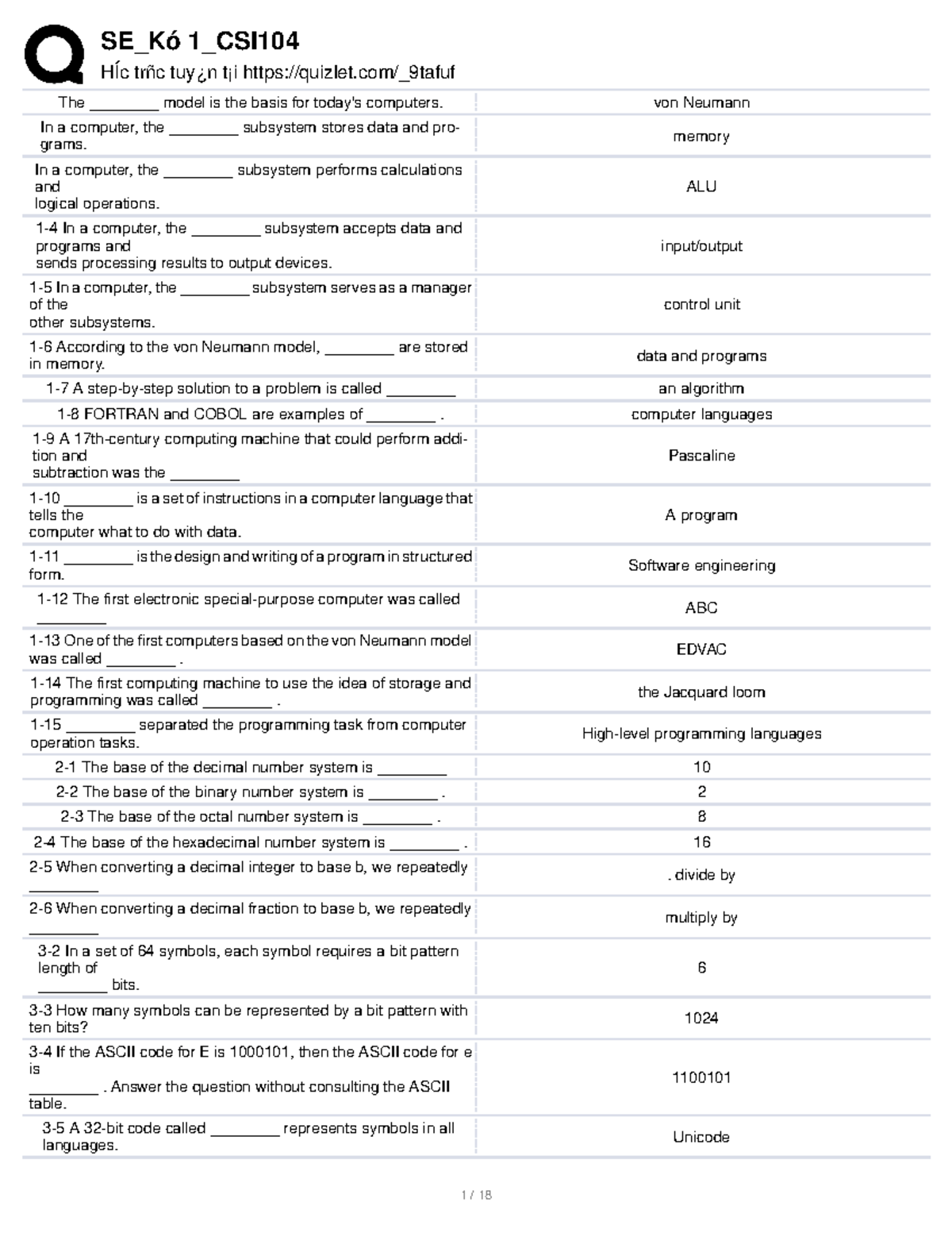 Se Csi104 Semester 1 HÍc Trñc Tuy¿n T¡i Quizlet 9tafuf The Model Is The Basis For
