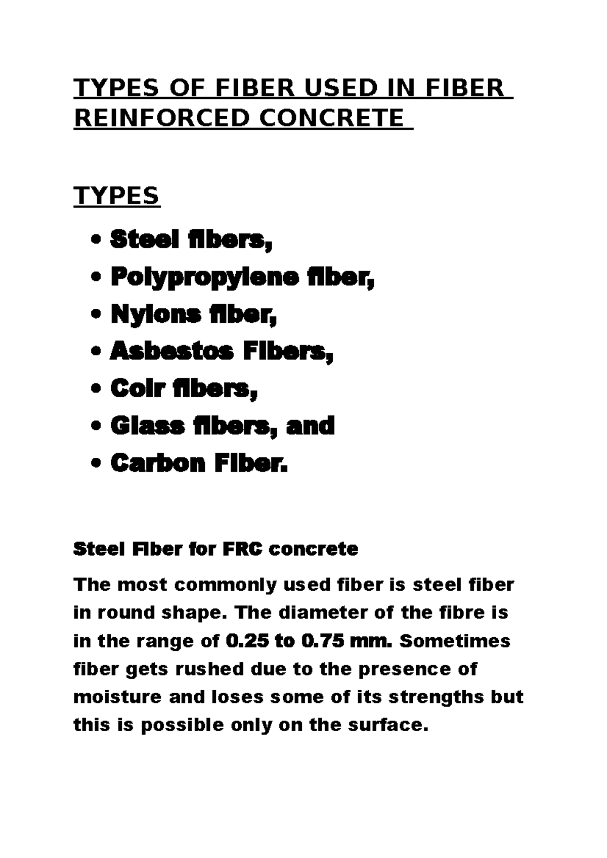 Types OF Fiber USED IN Fiber Reinforced Concrete BGN142 - Building ...