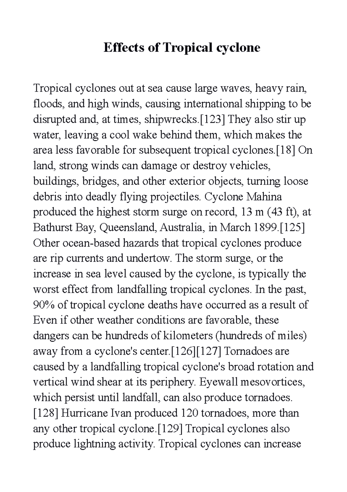 Effects of Tropical cyclone - Effects of Tropical cyclone Tropical ...