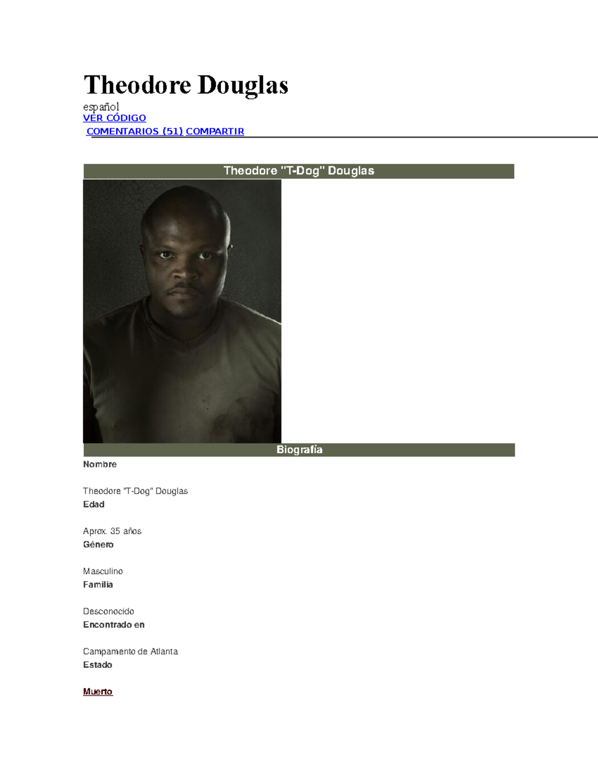 Theodore Douglas - personajes que s emueren en twd - Theodore Douglas ...