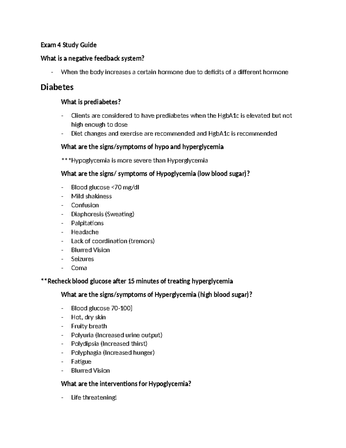 Endocrine Study Guide - Exam 4 Study Guide What is a negative feedback ...