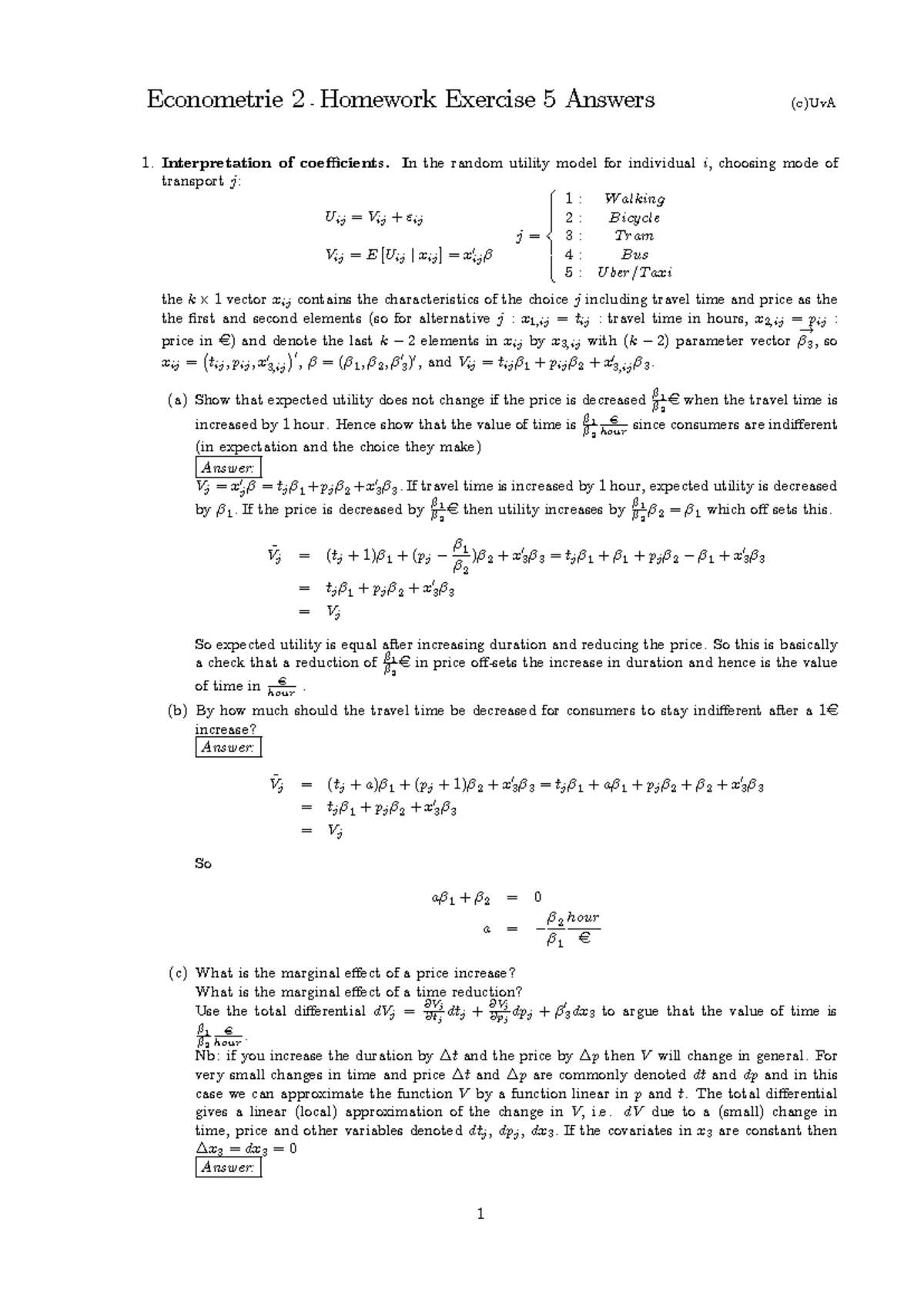 HW5 solutions - ess - Econometrie 2 - Homework Exercise 5 Answers (c ...