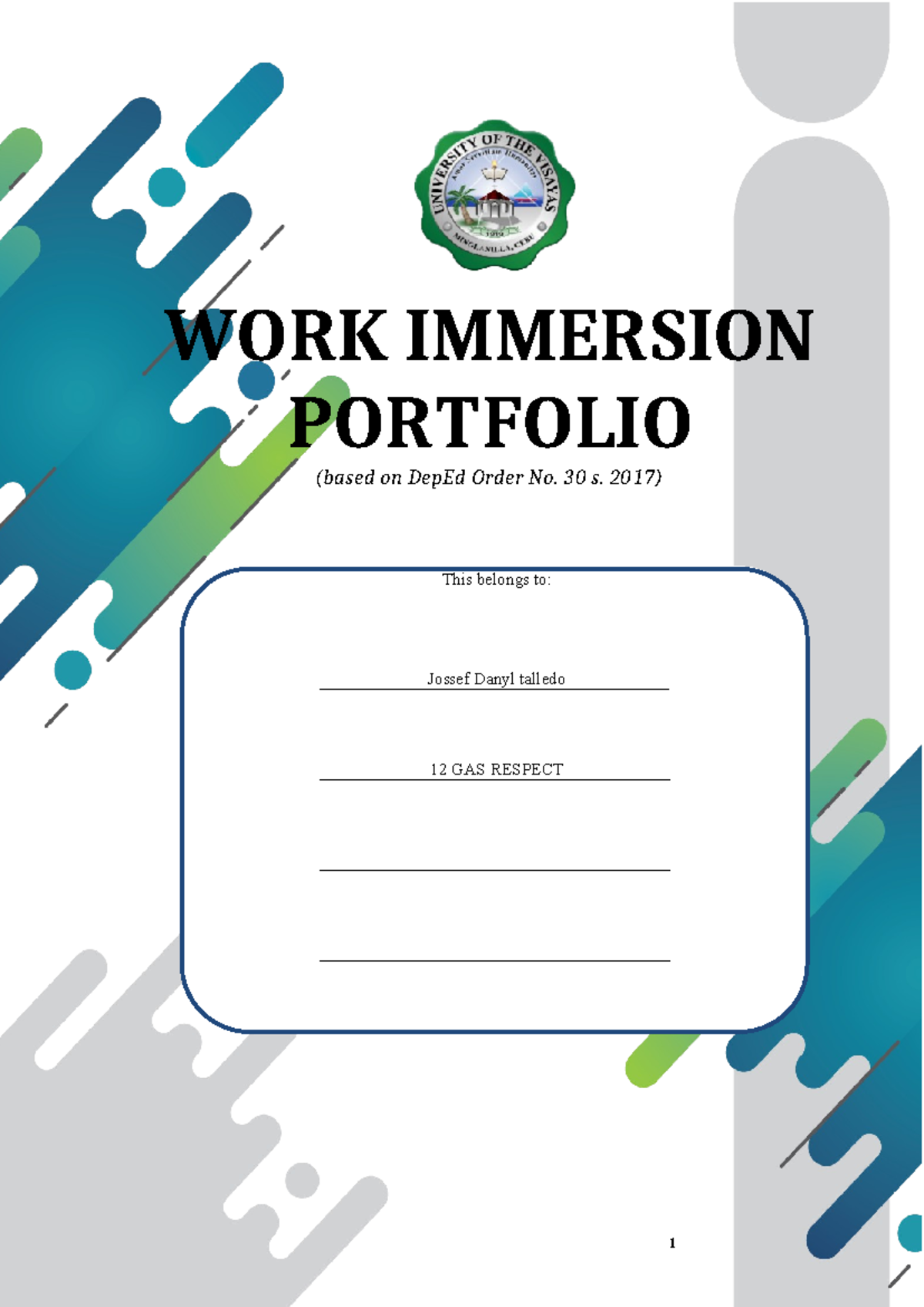 WORK Immersion 211211212 - 1 WORK IMMERSION PORTFOLIO (based on DepEd ...