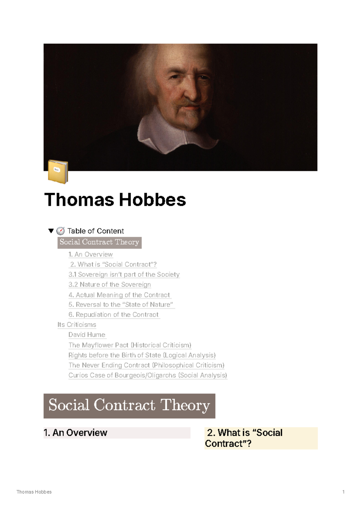 Thomas Hobbes view on Social Contract Theory - 📔 Thomas Hobbes 🧭 Table ...