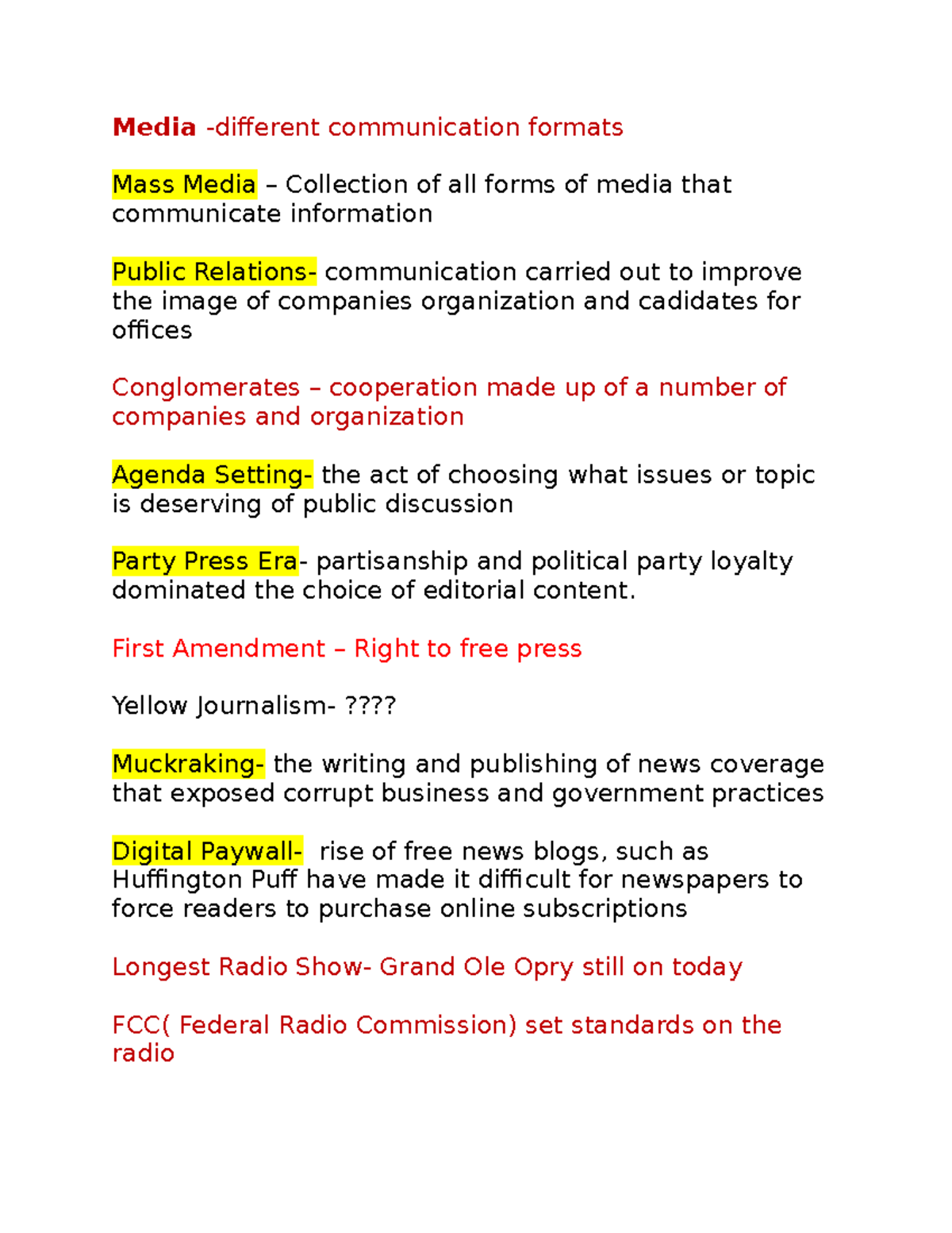 Chapter 8-10 - Notes from class - Media -different communication ...