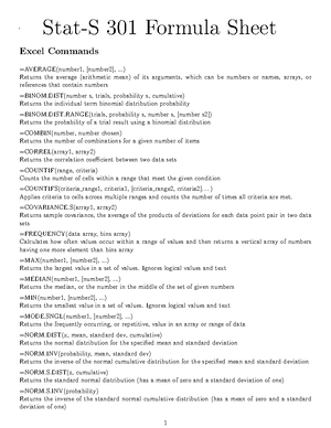 S301 Final Exam Review - STAT-S 301 Business Statistics Professor Hannah Bolte - CH. 14 ...