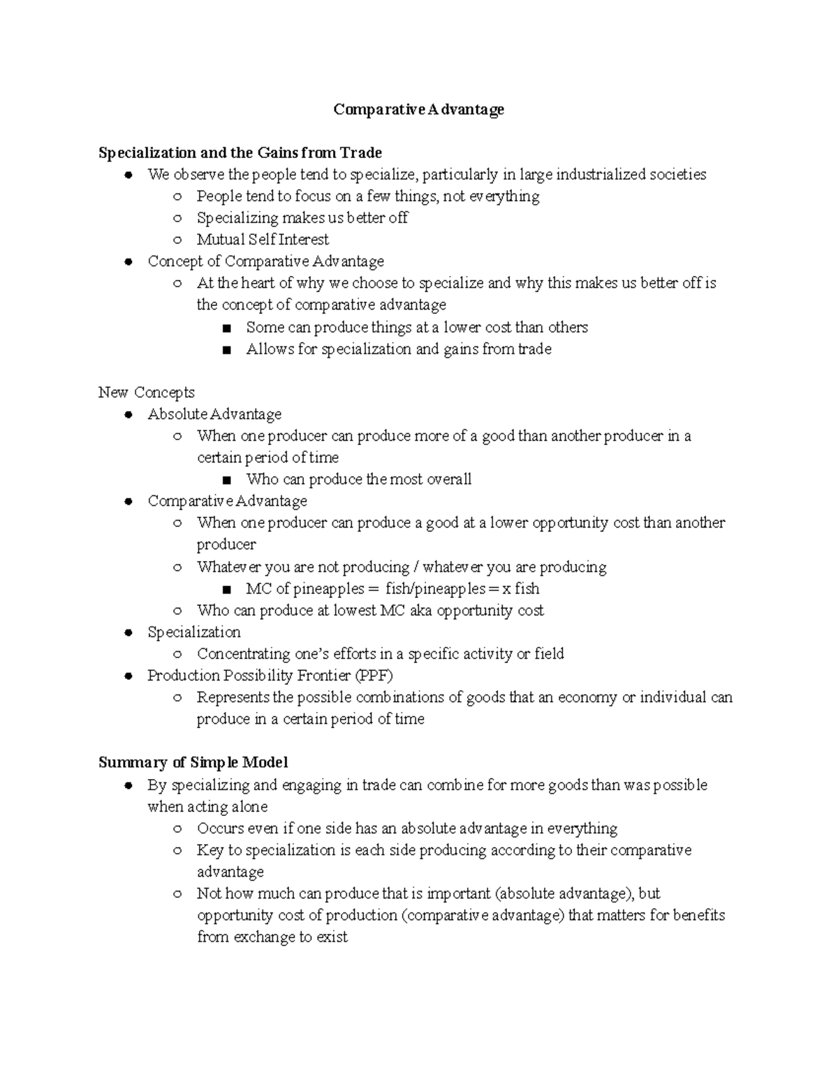 Econ -comparative advantage (10-11) - Comparative Advantage ...