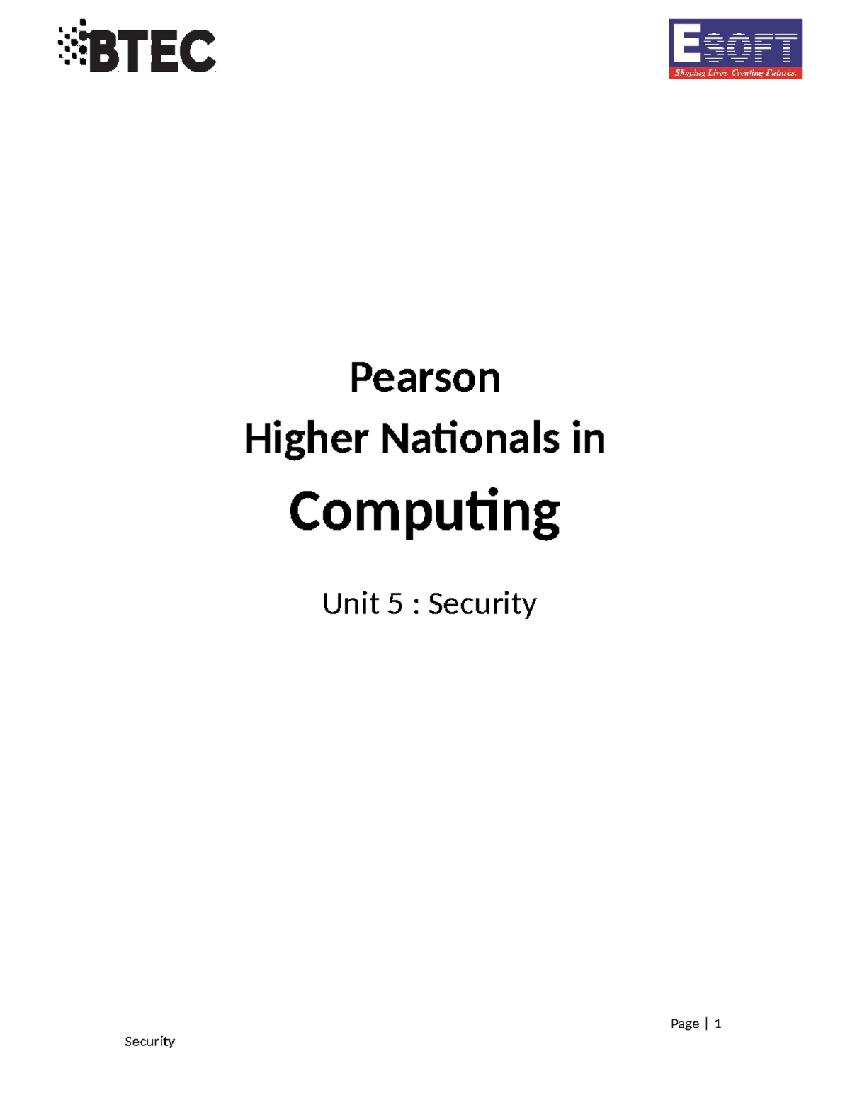 Security final - HND in Computing - Pearson Higher Nationals in Computing Unit 5 : Security Page ...