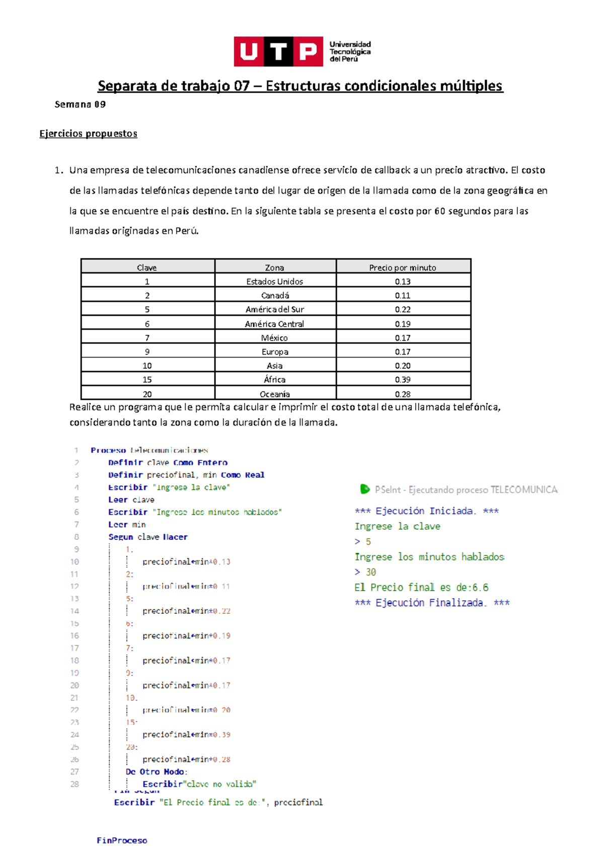 Separata 07 Unidad 02 - Separata de trabajo 07 – Estructuras condicionales múltiples Semana 09 ...