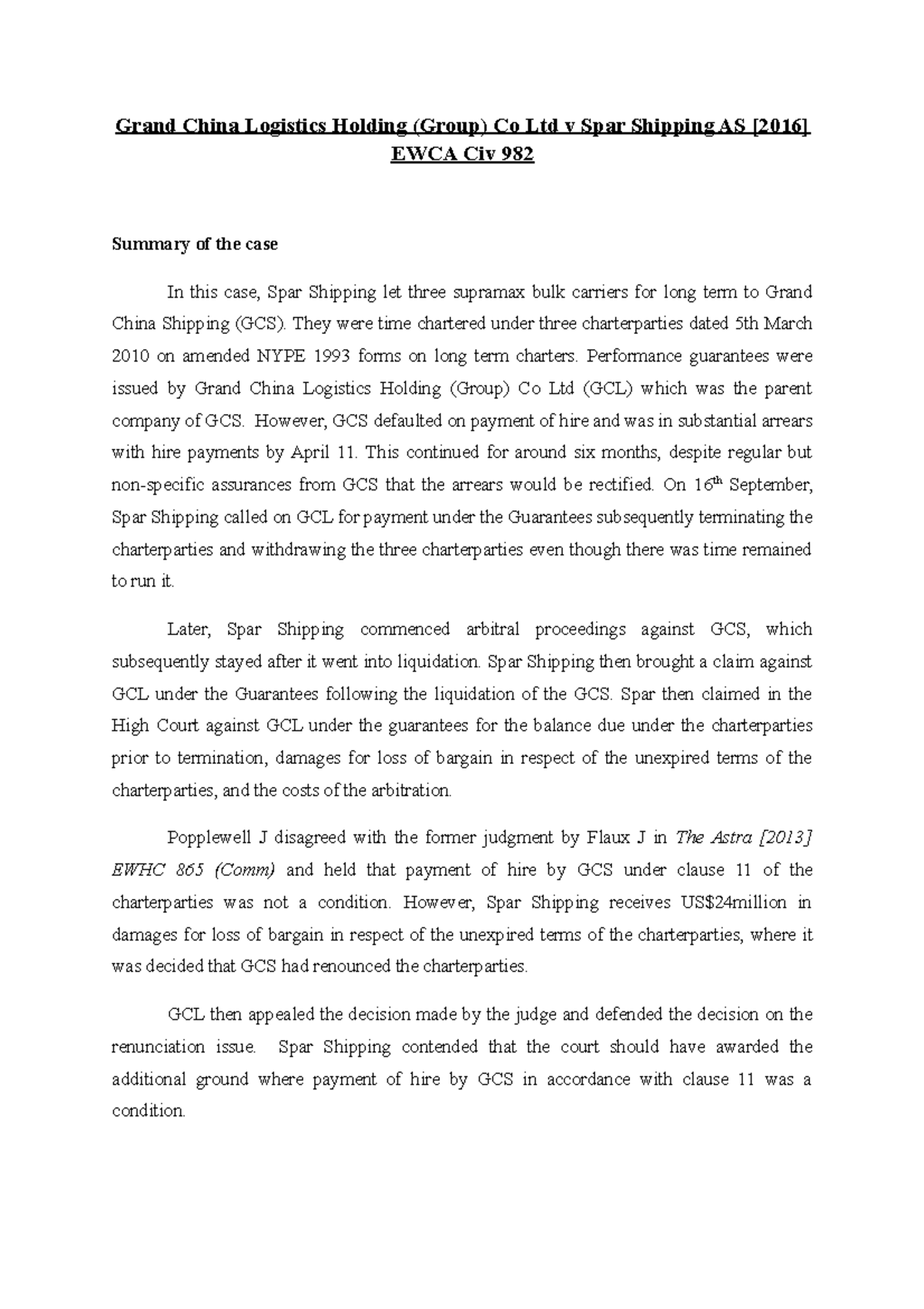 Grand China Logistics Holding case review - Grand China Logistics ...