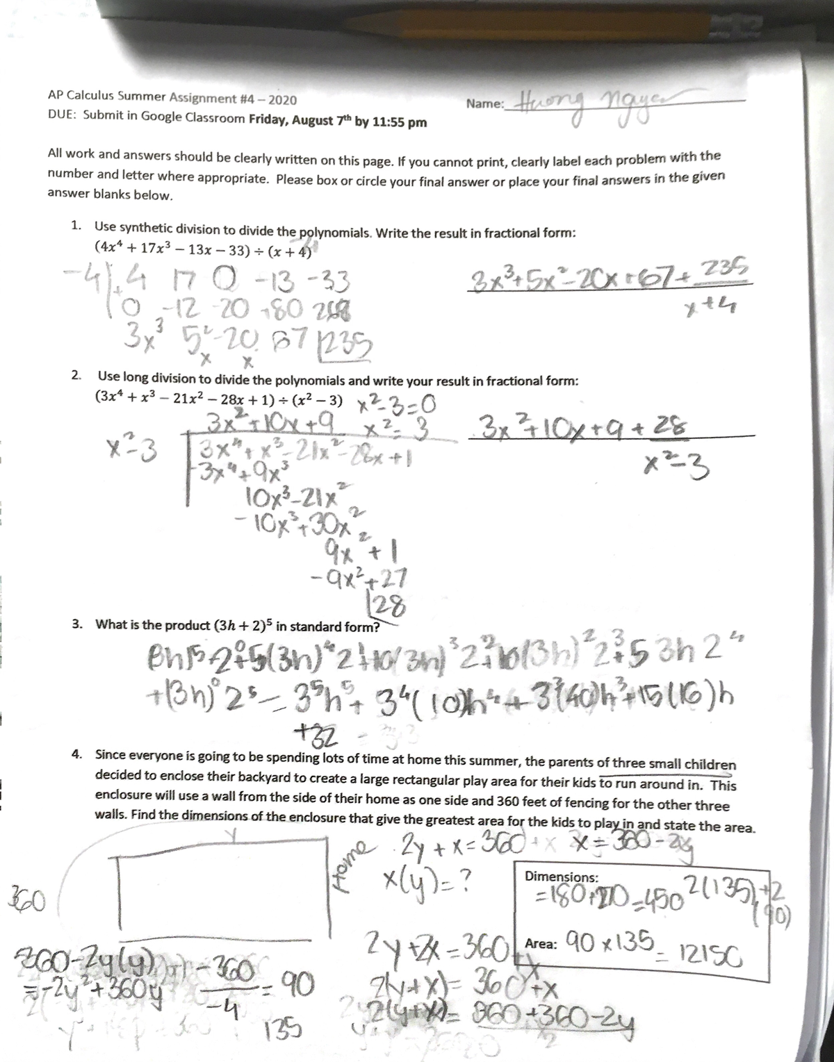 Calc hw 4 asl w as d dsas - AP Calculus Summer Assignment 2020 DUE ...