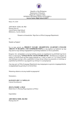 READING AND WRITING SKILLS - Republic of the Philippines Department of ...