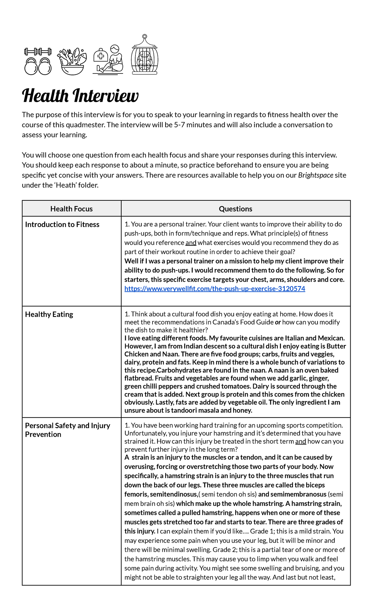 Copy of Health Interview - KIN255 - UWaterloo - Studocu