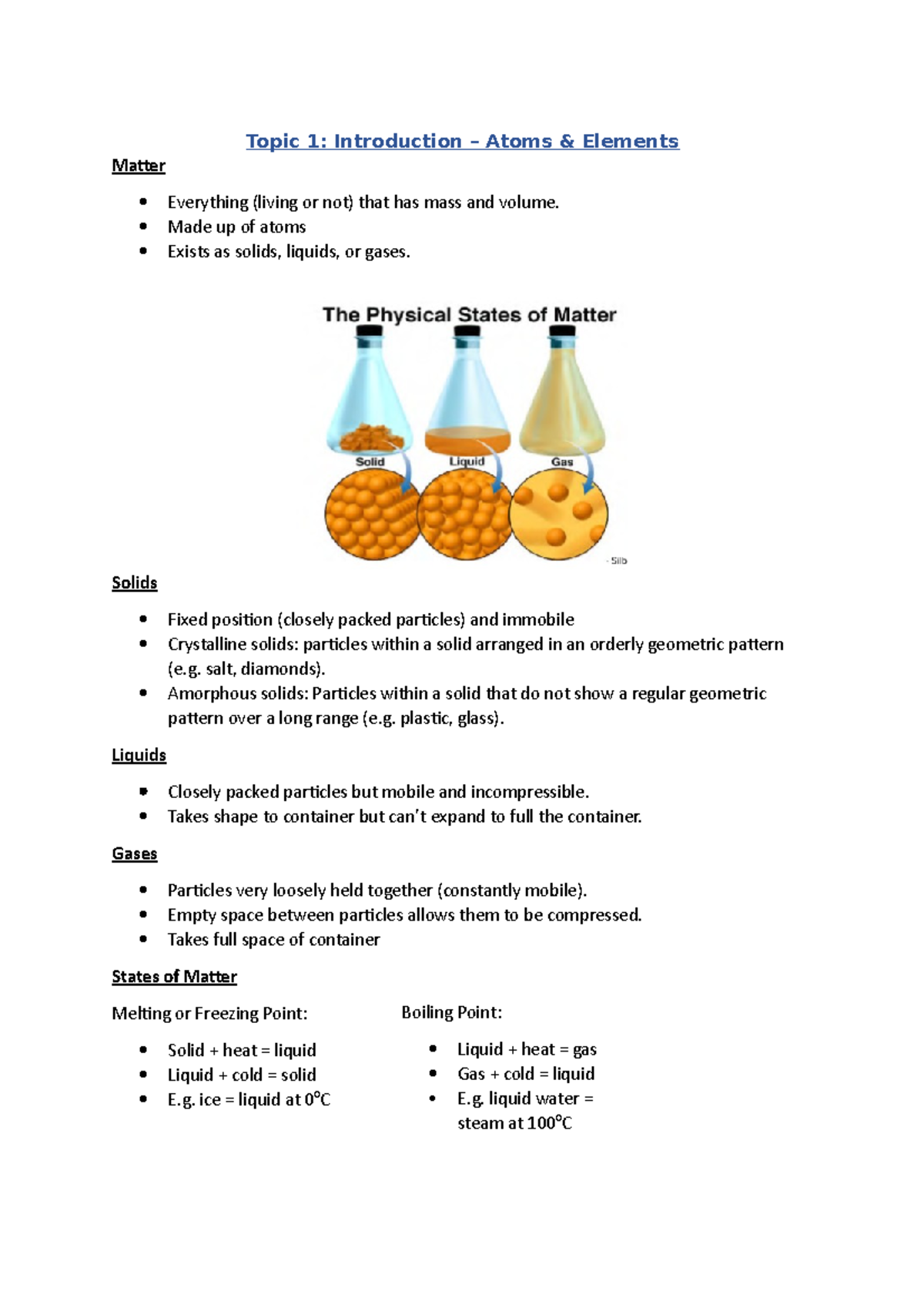 Topic 1 - Introduction Atoms and Elements - Topic 1: Introduction ...
