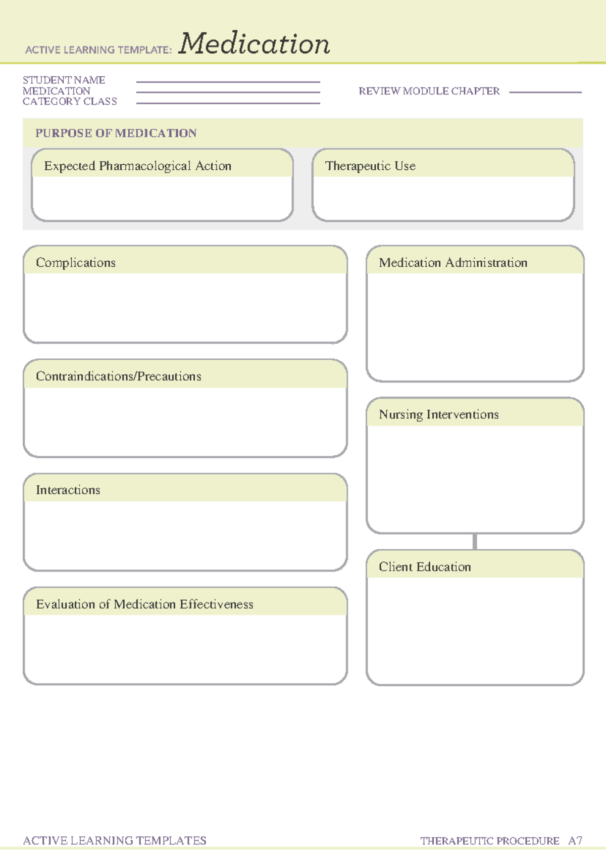 Medication form - template - BIOL 1322 - STUDENT NAMEMEDICATIONCATEGORY ...