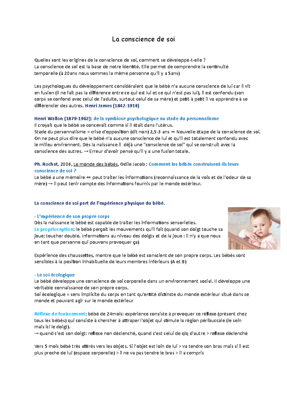 La conscience de soi - Cours de psychologie du développement en cours ...